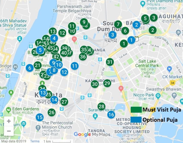 North & Central Kolkata Durga Puja Guide Map | Rider Escaped
